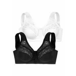 PETITE FLEUR BY LASCANA Entlastungs-BH schwarz+wei&szlig; Gr. 75C. Ohne B&uuml;gel. Nachhaltig.