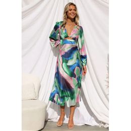 Tazga Kleid in Blau/ Gr&uuml;n/ Pink - 59% | Gr&ouml;&szlig;e 38 | Damen-kleider