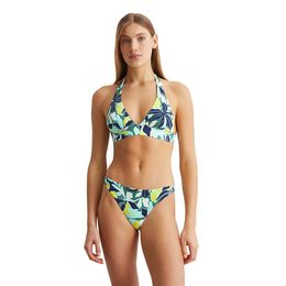 Marc O ́Polo Bodywear Bikini-Oberteil in T&uuml;rkis/ Gelb/ Dunkelblau - 39% | Gr&ouml;&szlig;e S | Damen-bademode