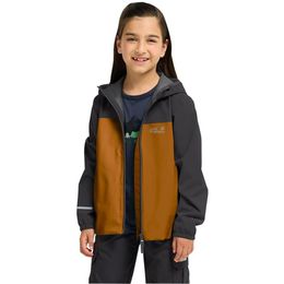 Jack Wolfskin Regenjacke in Hellbraun/ Anthrazit - 48% | Gr&ouml;&szlig;e 164 | Kinder-outdoor-jacken