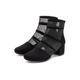 Lascana Stiefelette 'Ankle Boots, Stiefel,' schwarz Gr. 39 f&uuml;r Damen. Mit Mesheinsatz