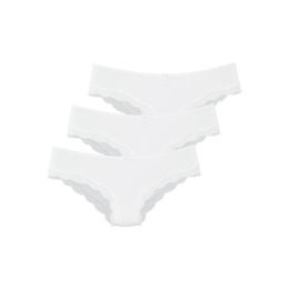 Lascana Slip wei&szlig; Gr. 44/46 f&uuml;r Damen. Mit Spitze, Schleife. K&ouml;rpernah. Nachhaltig.