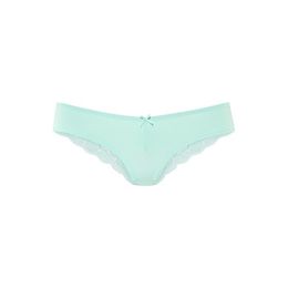Lascana Brasilslip blau Gr. 48/50 f&uuml;r Damen. Mit Spitze, Schleife. K&ouml;rpernah