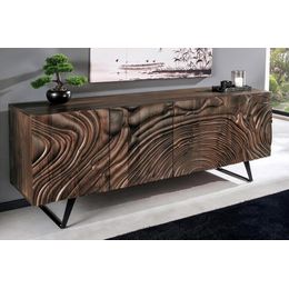 Riess Ambiente Massives Sideboard FLUID 175cm braun Mangoholz 3D-Design Kufengestell Riess-Ambiente Modern Natur Retro Rustikal