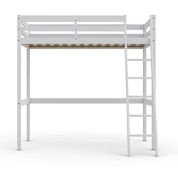 Weber Industries Hochbett, Wei&szlig;, Holz, Echtholz,Pinie, 90x200 cm, Kinder- & Jugendzimmer, Kinderm&ouml;bel, Kinderbetten, Hochbetten