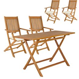 Casaria Garten-Sitzgruppe Bari 5-tlg Akazienholz FSC -zertifiziert Sitzkissen Creme