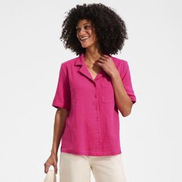LANDS' END Kurz&auml;rmelige Musselin-Bluse, Damen, size: regular, Pink, Baumwolle, by Lands' End