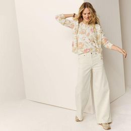 LANDS' END High Waist Jeans mit extraweitem Bein f&uuml;r Damen in Petite-Gr&ouml;&szlig;e, Damen, size: petite, Elfenbein, Elasthan/Baumwoll-Mischung, by Lands' End
