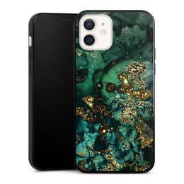 DeinDesign iPhone 12 Handy Slim Case extra d&uuml;nn Silikon Handyh&uuml;lle schwarz H&uuml;lle Marble Muster Glitzer Silikon Slim Case