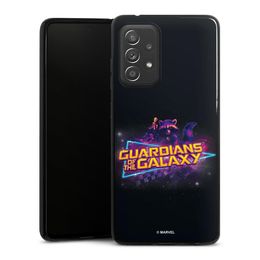 DeinDesign Galaxy A52s 5G Handy Slim Case extra d&uuml;nn Silikon Handyh&uuml;lle schwarz H&uuml;lle Guardians Of The Galaxy Marvel Logo Silikon Slim Case