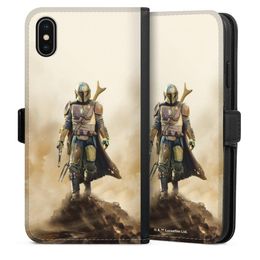 DeinDesign iPhone Xs Max Handy Klapph&uuml;lle Handyh&uuml;lle aus Kunst Leder schwarz Flip Case Official Licensed Product The Mandalorian Star Wars Sideflip mit Lasche