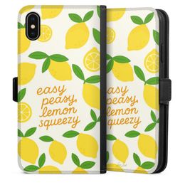 DeinDesign iPhone Xs Max Handy Klapph&uuml;lle Handyh&uuml;lle aus Kunst Leder schwarz Flip Case Spruch Statement Lemon Sideflip mit Lasche