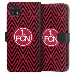 DeinDesign Galaxy A22 5G Handy Klapph&uuml;lle Handyh&uuml;lle aus Kunst Leder schwarz Flip Case Bundesliga 1. Fc N&uuml;rnberg 1. Fcn Sideflip mit langer Lasche
