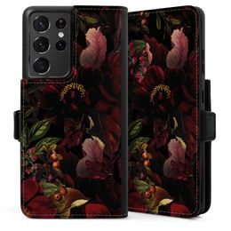 DeinDesign Galaxy S21 Ultra 5G Handy Klapph&uuml;lle Handyh&uuml;lle aus Kunst Leder schwarz Flip Case Flowers Meadow Utart Sideflip mit Lasche