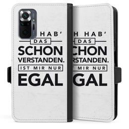 DeinDesign Xiaomi Redmi Note 10 Pro Handy Klapph&uuml;lle Handyh&uuml;lle aus Kunst Leder schwarz Flip Case Spruch Sayings Statement Sideflip mit langer Lasche