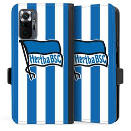 DeinDesign Xiaomi Redmi Note 10 Pro Handy Klapph&uuml;lle Handyh&uuml;lle aus Kunst Leder schwarz Flip Case Flag Hertha Bsc Stripes Sideflip mit langer Lasche