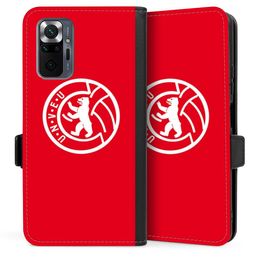 DeinDesign Xiaomi Redmi Note 10 Pro Handy Klapph&uuml;lle Handyh&uuml;lle aus Kunst Leder schwarz Flip Case Bear 1. Fc Union Berlin Official Licensed Product Sideflip mit 