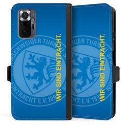 DeinDesign Xiaomi Redmi Note 10 Pro Handy Klapph&uuml;lle Handyh&uuml;lle aus Kunst Leder schwarz Flip Case Official Licensed Product Eintracht Braunschweig Statement 
