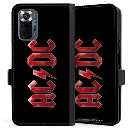 DeinDesign Xiaomi Redmi Note 10 Pro Handy Klapph&uuml;lle Handyh&uuml;lle aus Kunst Leder schwarz Flip Case Acdc Merchandise Logo Sideflip mit langer Lasche