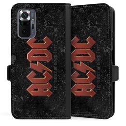 DeinDesign Xiaomi Redmi Note 10 Pro Handy Klapph&uuml;lle Handyh&uuml;lle aus Kunst Leder schwarz Flip Case Acdc Merchandise Logo Sideflip mit langer Lasche
