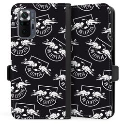 DeinDesign Xiaomi Redmi Note 10 Pro Handy Klapph&uuml;lle Handyh&uuml;lle aus Kunst Leder schwarz Flip Case Rb Leipzig Logo Muster Sideflip mit langer Lasche