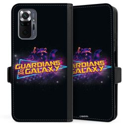 DeinDesign Xiaomi Redmi Note 10 Pro Handy Klapph&uuml;lle Handyh&uuml;lle aus Kunst Leder schwarz Flip Case Guardians Of The Galaxy Marvel Logo Sideflip mit langer Lasche