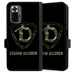DeinDesign Xiaomi Redmi Note 10 Pro Handy Klapph&uuml;lle Handyh&uuml;lle aus Kunst Leder schwarz Flip Case Sgd Official Licensed Product Sg Dynamo Dresden Sideflip mit 