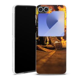 DeinDesign Galaxy Z Flip 6 Handy Hard Case Schutzh&uuml;lle transparent Smartphone Handy H&uuml;lle Life Saver Fire Fighters Fire Fighter Hard Case