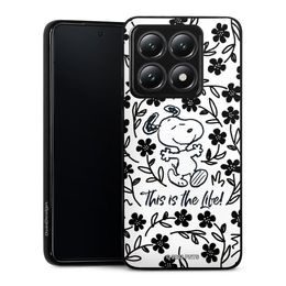 DeinDesign Xiaomi 14T Handy Silikon H&uuml;lle Case schwarz Handyh&uuml;lle Peanuts Flowers Snoopy
