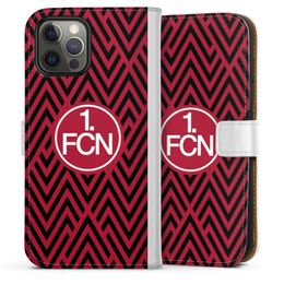 DeinDesign iPhone 12 Pro Max Handy Klapph&uuml;lle Handyh&uuml;lle aus Kunst Leder wei&szlig; Flip Case 1. Fc N&uuml;rnberg Bundesliga 1. Fcn Sideflip mit Lasche