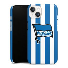 DeinDesign iPhone 14 Handy Premium Case Smartphone Handyh&uuml;lle Schutzh&uuml;lle gl&auml;nzend Flag Hertha Bsc Stripes Premium Case