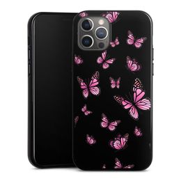 DeinDesign iPhone 12 Pro Handy Silikon H&uuml;lle Case schwarz Handyh&uuml;lle Butterfly Motiv Ohne Hintergrund Muster
