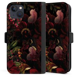 DeinDesign iPhone 13 Handy Klapph&uuml;lle Handyh&uuml;lle aus Kunst Leder schwarz Flip Case Flowers Meadow Utart Sideflip mit Lasche