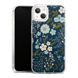 DeinDesign iPhone 13 Handy Silikon H&uuml;lle Case transparent Handyh&uuml;lle Blue Muster Flowers Silikon Case