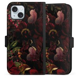 DeinDesign iPhone 15 Handy Klapph&uuml;lle Handyh&uuml;lle aus Kunst Leder schwarz Flip Case Flowers Meadow Utart Sideflip mit Lasche