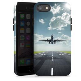 DeinDesign iPhone SE (2020) Handy Panzer Handyh&uuml;lle robuste Outdoor H&uuml;lle Schutzh&uuml;lle matt Urlaub Airplane Wanderlust Tough Case