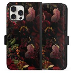 DeinDesign iPhone 15 Pro Max Handy Klapph&uuml;lle Handyh&uuml;lle aus Kunst Leder schwarz Flip Case Flowers Meadow Utart Sideflip mit Lasche