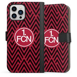 DeinDesign iPhone 13 Pro Max Handy Klapph&uuml;lle Handyh&uuml;lle aus Kunst Leder schwarz Flip Case 1. Fcn Bundesliga 1. Fc N&uuml;rnberg Sideflip mit langer Lasche
