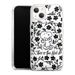 DeinDesign iPhone 13 Handy Silikon H&uuml;lle Case transparent Handyh&uuml;lle Peanuts Flowers Snoopy Silikon Case