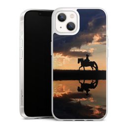 DeinDesign iPhone 13 Handy Silikon H&uuml;lle Case transparent Handyh&uuml;lle Sunset Horseback Riding Horse Silikon Case