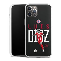 DeinDesign iPhone 12 Pro Max Handy Silikon H&uuml;lle Case wei&szlig; Handyh&uuml;lle Official Licensed Product Fc Bayern M&uuml;nchen Luis Diaz Silikon Case