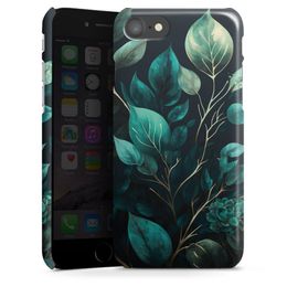 DeinDesign iPhone SE (2020) Handy Premium Case Smartphone Handyh&uuml;lle Schutzh&uuml;lle gl&auml;nzend Leaves Eukalyptus Black Premium Case