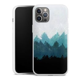 DeinDesign iPhone 12 Pro Max Handy Silikon H&uuml;lle Case wei&szlig; Handyh&uuml;lle Forrest Abstract Tree Silikon Case