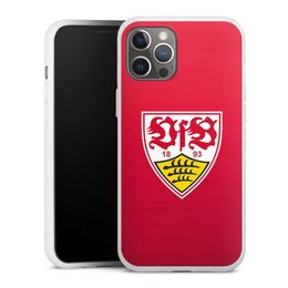 DeinDesign iPhone 12 Pro Max Handy Silikon H&uuml;lle Case wei&szlig; Handyh&uuml;lle Vfb Stuttgart Official Licensed Product Logo Silikon Case