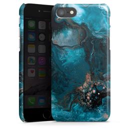 DeinDesign iPhone SE (2020) Handy Premium Case Smartphone Handyh&uuml;lle Schutzh&uuml;lle gl&auml;nzend Ocean Marble Blue Premium Case