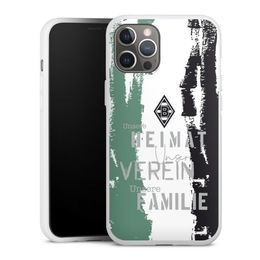 DeinDesign iPhone 12 Pro Max Handy Silikon H&uuml;lle Case wei&szlig; Handyh&uuml;lle Official Licensed Product Borussia M&ouml;nchengladbach Statement Silikon Case