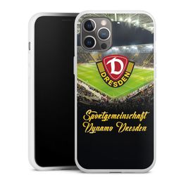 DeinDesign iPhone 12 Pro Max Handy Silikon H&uuml;lle Case wei&szlig; Handyh&uuml;lle Sgd Sg Dynamo Dresden Official Licensed Product Silikon Case