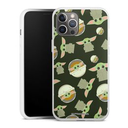DeinDesign iPhone 12 Pro Max Handy Silikon H&uuml;lle Case wei&szlig; Handyh&uuml;lle Official Licensed Product Star Wars Muster Baby Yoda Silikon Case