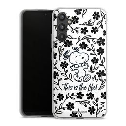DeinDesign Galaxy A34 5G Handy Silikon H&uuml;lle Case transparent Handyh&uuml;lle Peanuts Flowers Snoopy Silikon Case