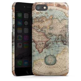 DeinDesign iPhone SE (2020) Handy Premium Case Smartphone Handyh&uuml;lle Schutzh&uuml;lle gl&auml;nzend World Map Vintage Map Premium Case